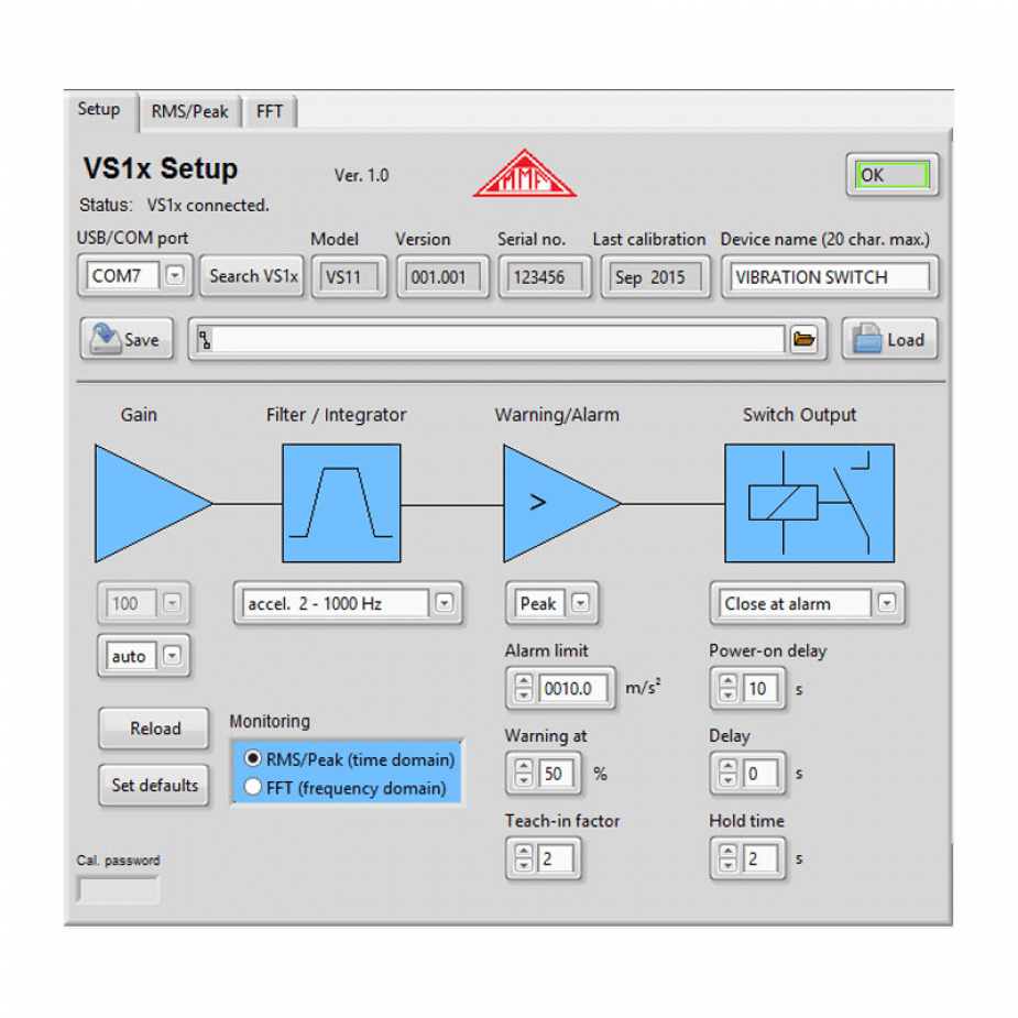 USB Vibration Monitor / Instrument with FFT - MUHRAK محراك